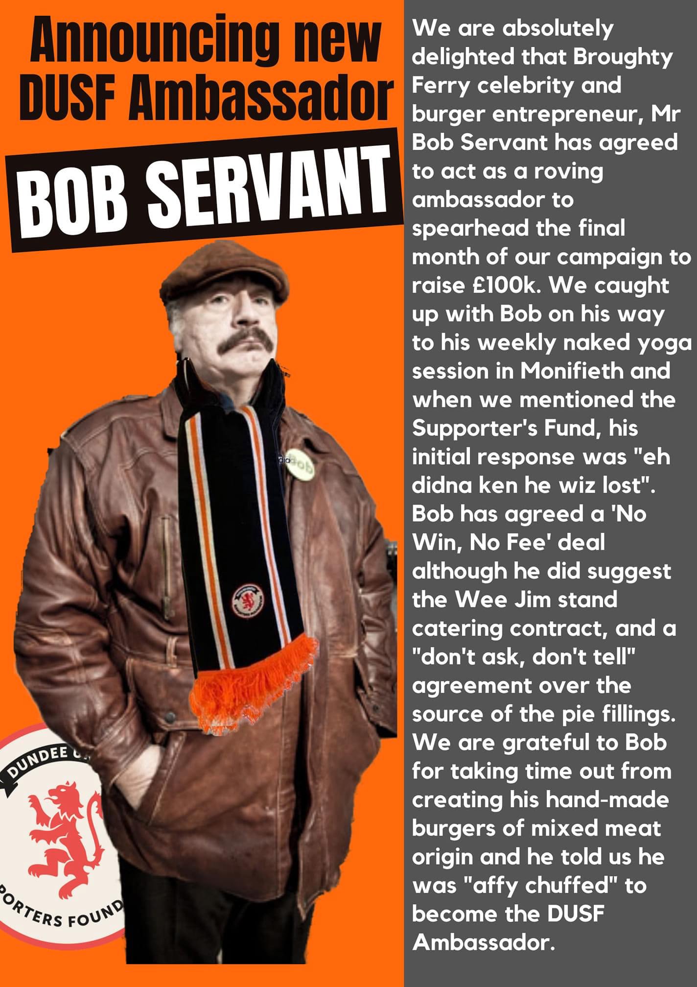 Bob Servant announced as the first Foundation Ambassador | DUSF